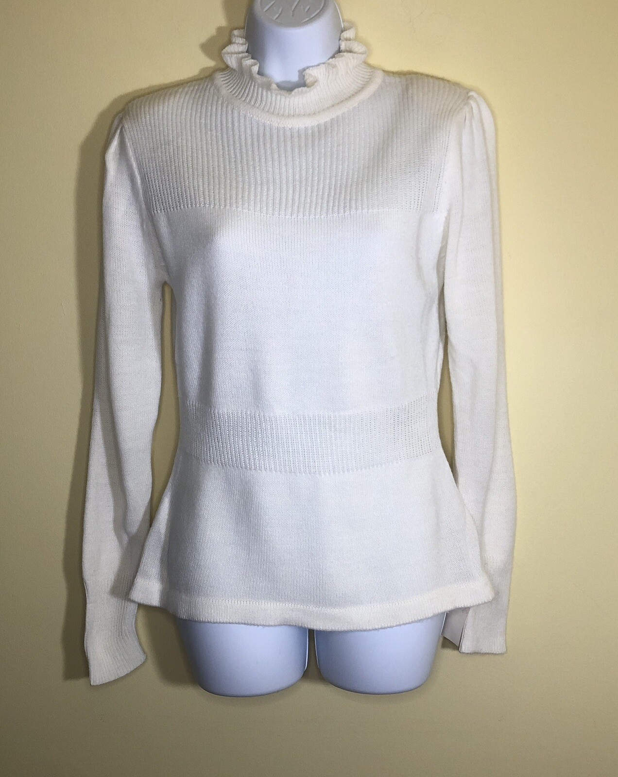 Vintage 80s Montgomery Ward Womens Sweater NWT MEDIUM Ruffle Collar NEW ...