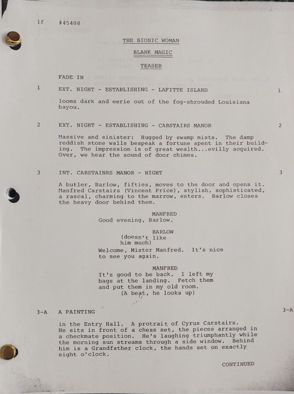 Classic Script The Bionic Woman Black Magic Richard Anderson Notes copy ...