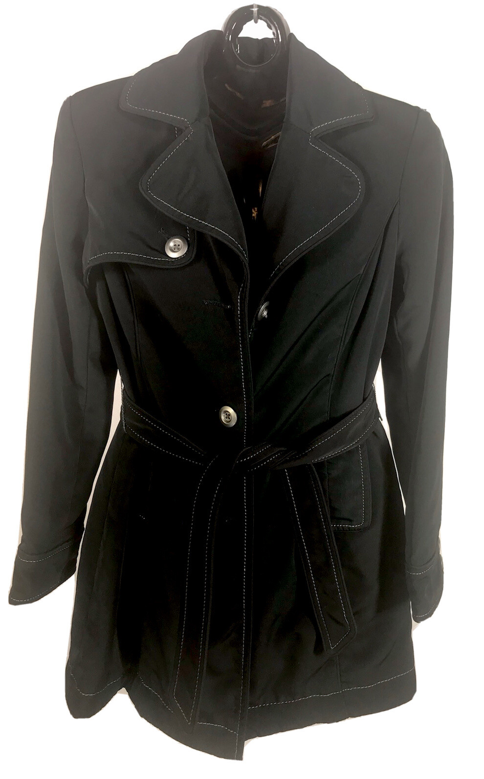 Merona Jacket Mid Length Trench With Belt black size … - Gem