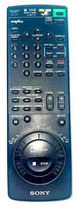 Sony Black VHS TV VCR + Vintage Remote Control Battery AA Model RMT ...
