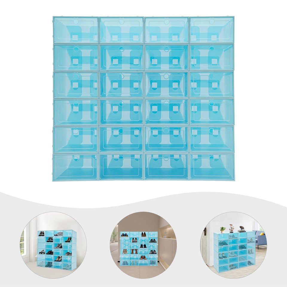 24x Stackable Shoe Boxes Shoe Storage Box & Flip Lid Shoe Storage ...