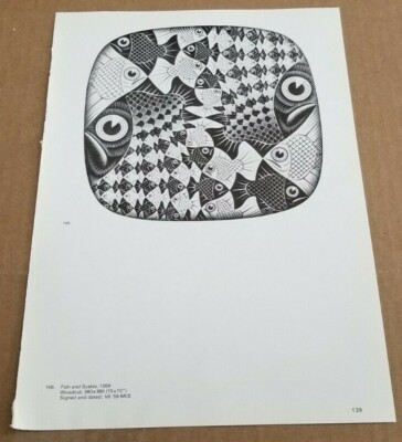 FISH AND SCALES (Tessellation 1959) by M C Escher Optical Illusion ...