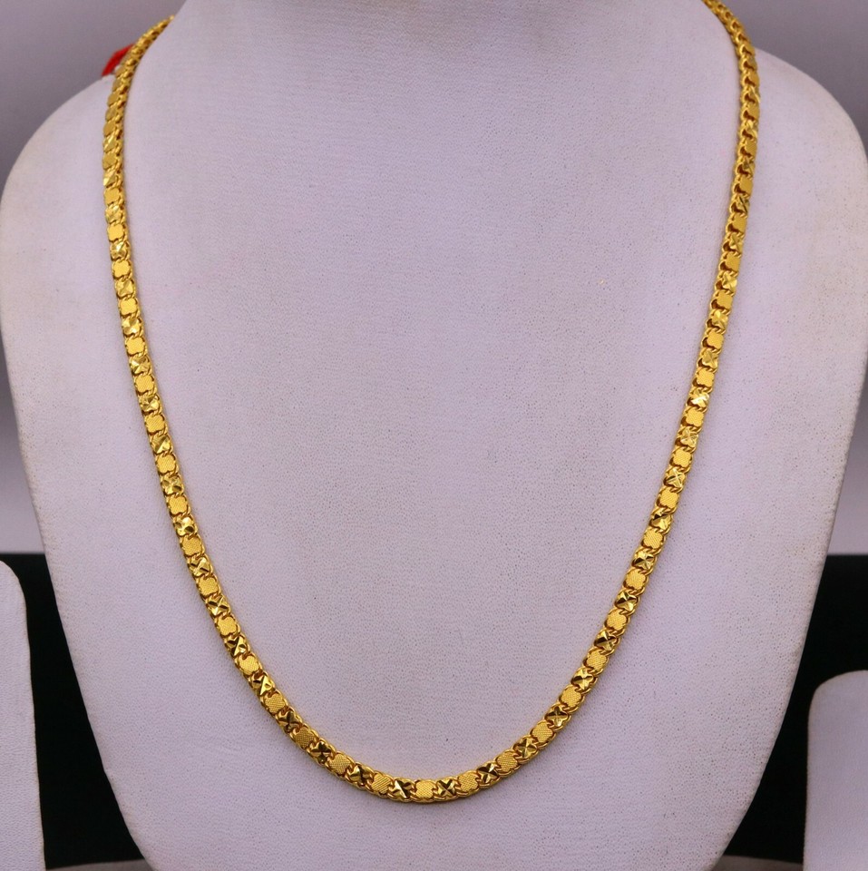 CERTIFIED ROYAL 22K YELLOW GOLD SOLID SPOT DANK CHAIN UNISEX NECKLACE ...