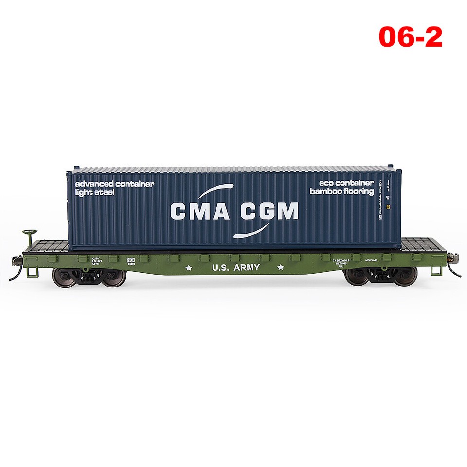 HO Scale 1:87 52ft Flat Car with 40ft Shipping Container Freight Car ...