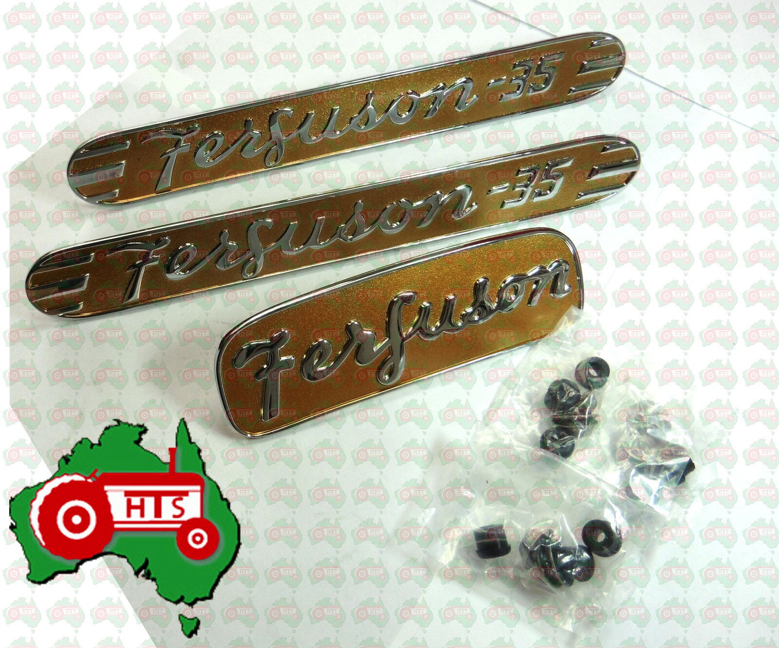 Grey and Gold Badge Set Fits For Massey Ferguson 35 FE35 23C Petrol ...