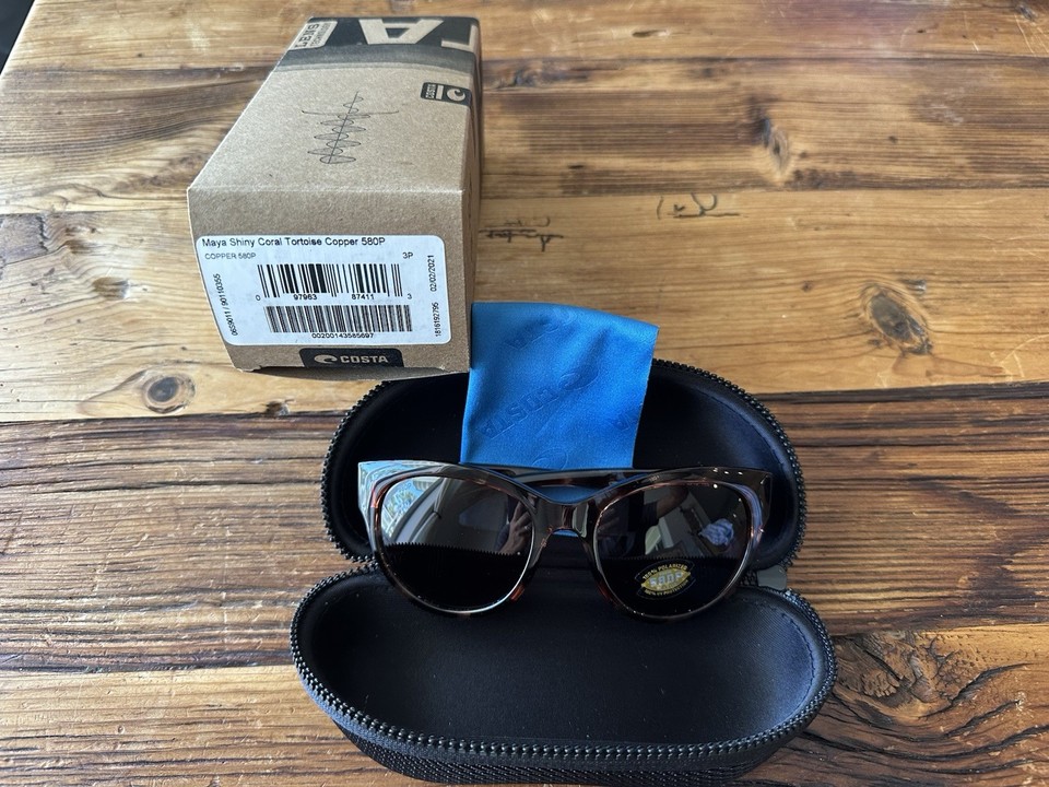 Costa Sunglasses Maya Shiny Coral Tortoise Copper Lenses 580P | eBay