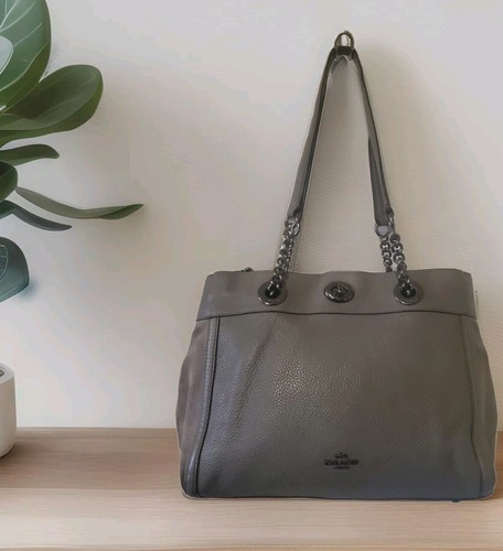 Women's COACH Style #G1780-20165 Gray Leather & Suede Shoulder Bag ...