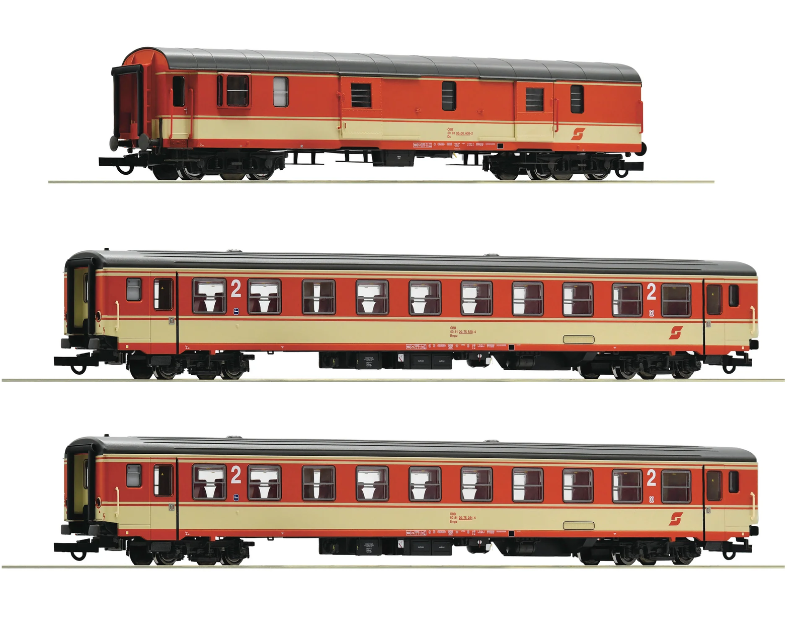Roco 74052 OBB E712 Villach-Salzburg Express Train Coach Set (3) IV for ...