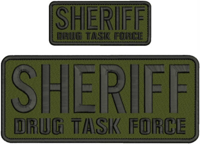 SHERIFF DRUG TASK F EMB PATCH 4X10 AND 2X5 HOOK ON BACK OD GREEN black ...
