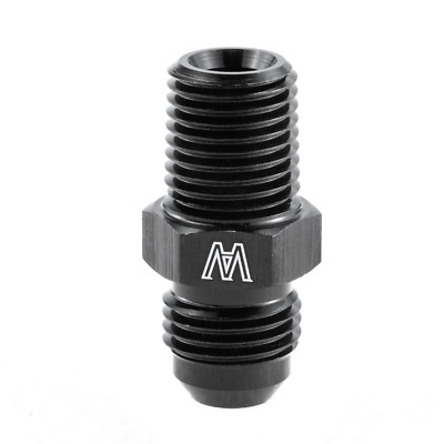 Black 1X 1/4 NPT to 6AN Adapter Straight Pipe Thread to 6 AN Flare ...