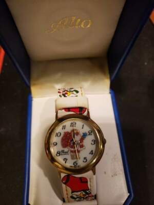 CHRISTMAS WRIST WATCH Sparkling Santa Claus with Gifts VINTAGE New ...