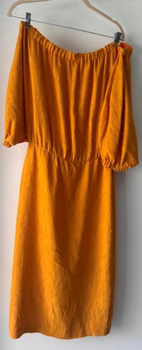 TRINA TURK Mustard Yellow Off the Shoulder Dress NWOT / SAMPLE Medium ...