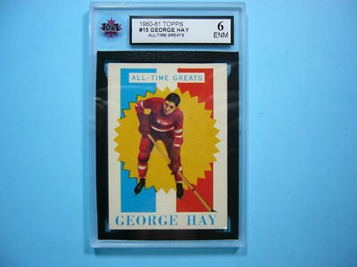 1960/61 TOPPS NHL HOCKEY CARD #15 GEORGE HAY ATG KSA 6 EXNM SHARP 60/61 ...