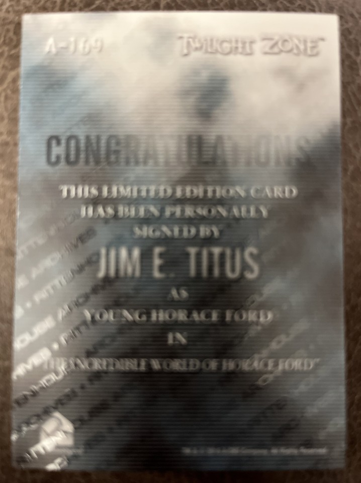 2018 Twilight Zone Autograph Jim E. Titus as Young Horace Ford in The ...