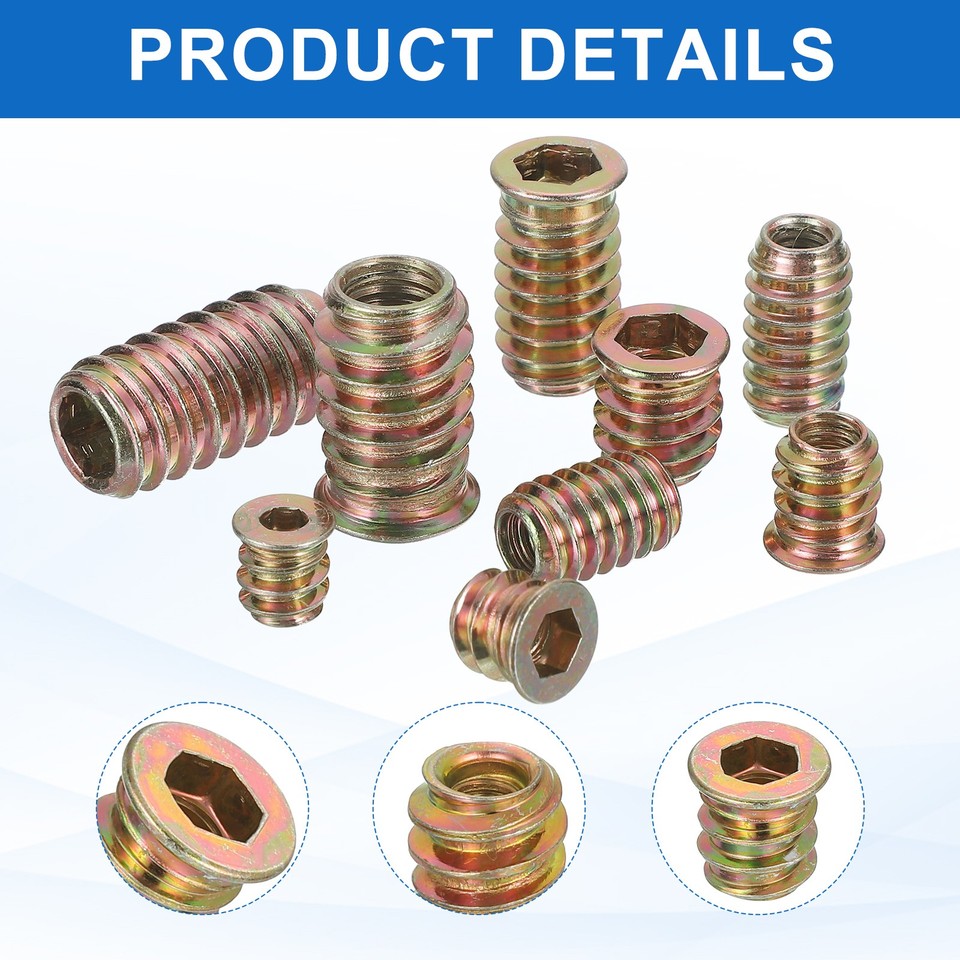 28Pcs Threaded Inserts Nuts, M6x17mm Hex Socket Drive Nut Inserts for ...
