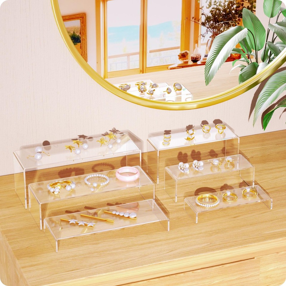 Acrylic Display Riser, 6 Pcs 9" Large Acrylic Risers, 2 Set Clear ...