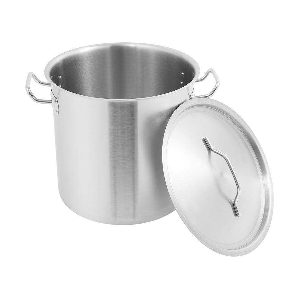 25 L Commercial Stockpot Restaurant Soup Pot w/ Lid Stainless Steel ...
