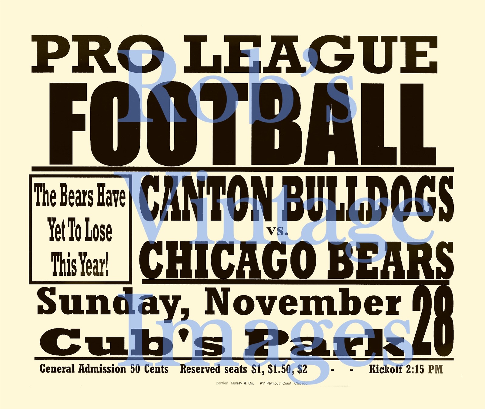 Chicago Bears Canton Bulldogs Football Game poster 1926 NFL Man Cave 8 ...