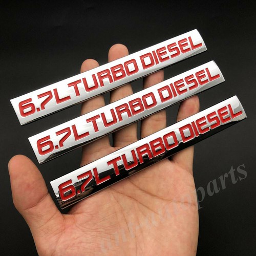 3pcs Metal Chrome 6.7L Turbo Diesel Engine Car Emblem Badge Decals ...