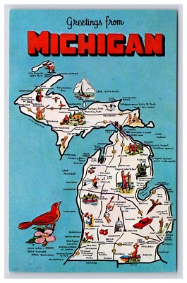 Postcard: MI Wolverine State, Greetings From Michigan - Unposted | eBay