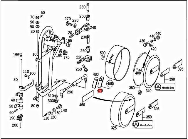 Genuine MERCEDES W463 G-wagon Spare Tire Carrier Latch Kit 4638900389 ...