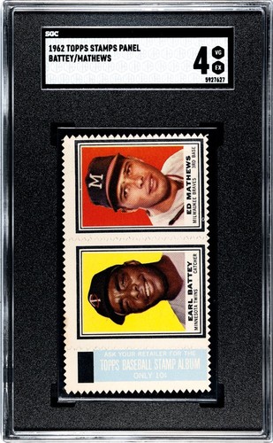 1962 Topps Complete Stamp Panel w/ Tab-Ed Mathews-HOF/ Earl Battey -SGC ...