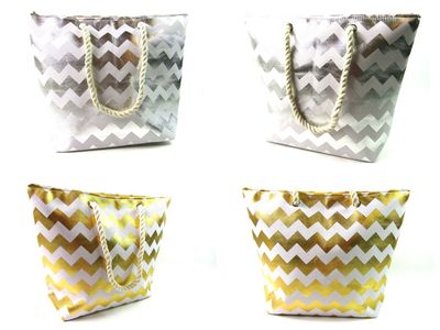 New Quality Lightweight Metallic Beach Bag Holiday Travel Shopper Tote ...