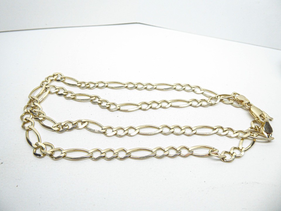 9ct Gold Figaro Chain Solid Link Hallmarked 15.1 grams 22'' with gift ...