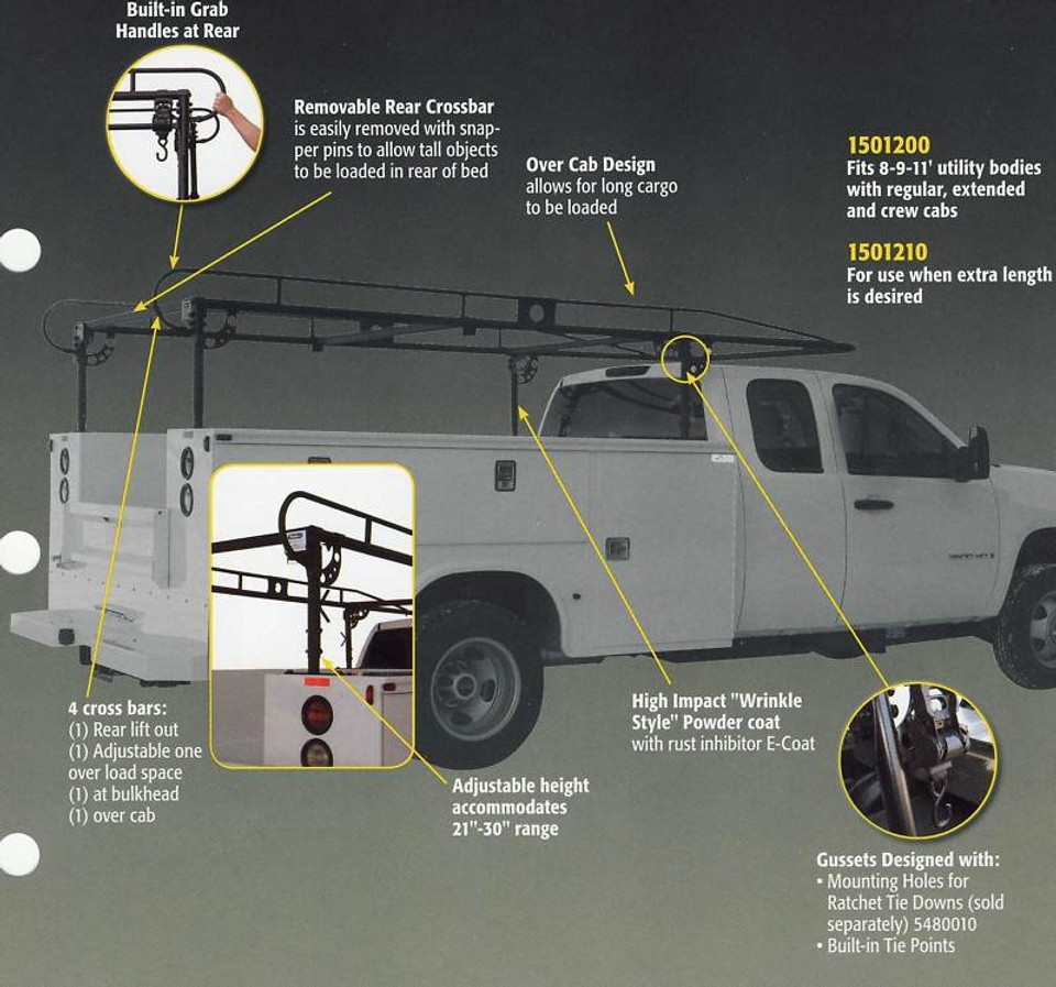 Buyers Heavy Duty Truck Service Body Over Cab Black Ladder Rack pipe ...