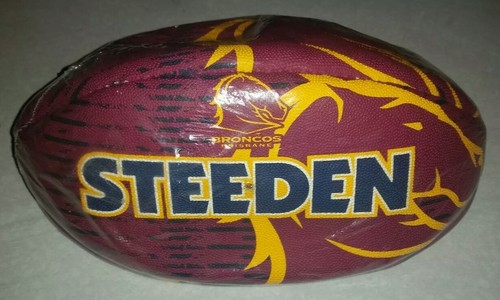 NEW BRISBANE BRONCOS STEEDEN SMALL MINI 11 INCH 28 CM KIDS RUGBY BALL ...