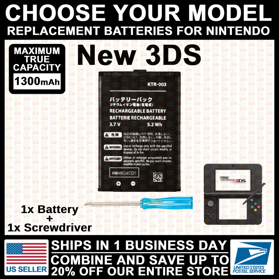 Replacement Rechargeable Battery for Nintendo New/3DS/2DS/DSi/DS/Lite ...