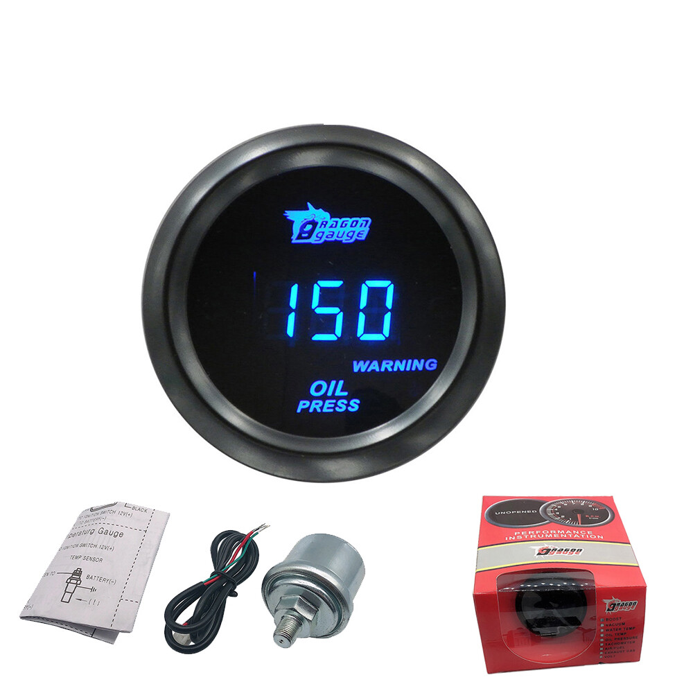 2" 52mm LED Electronic Oil Pressure Gauge W/ Sensor Oil Press Meter 0 ...
