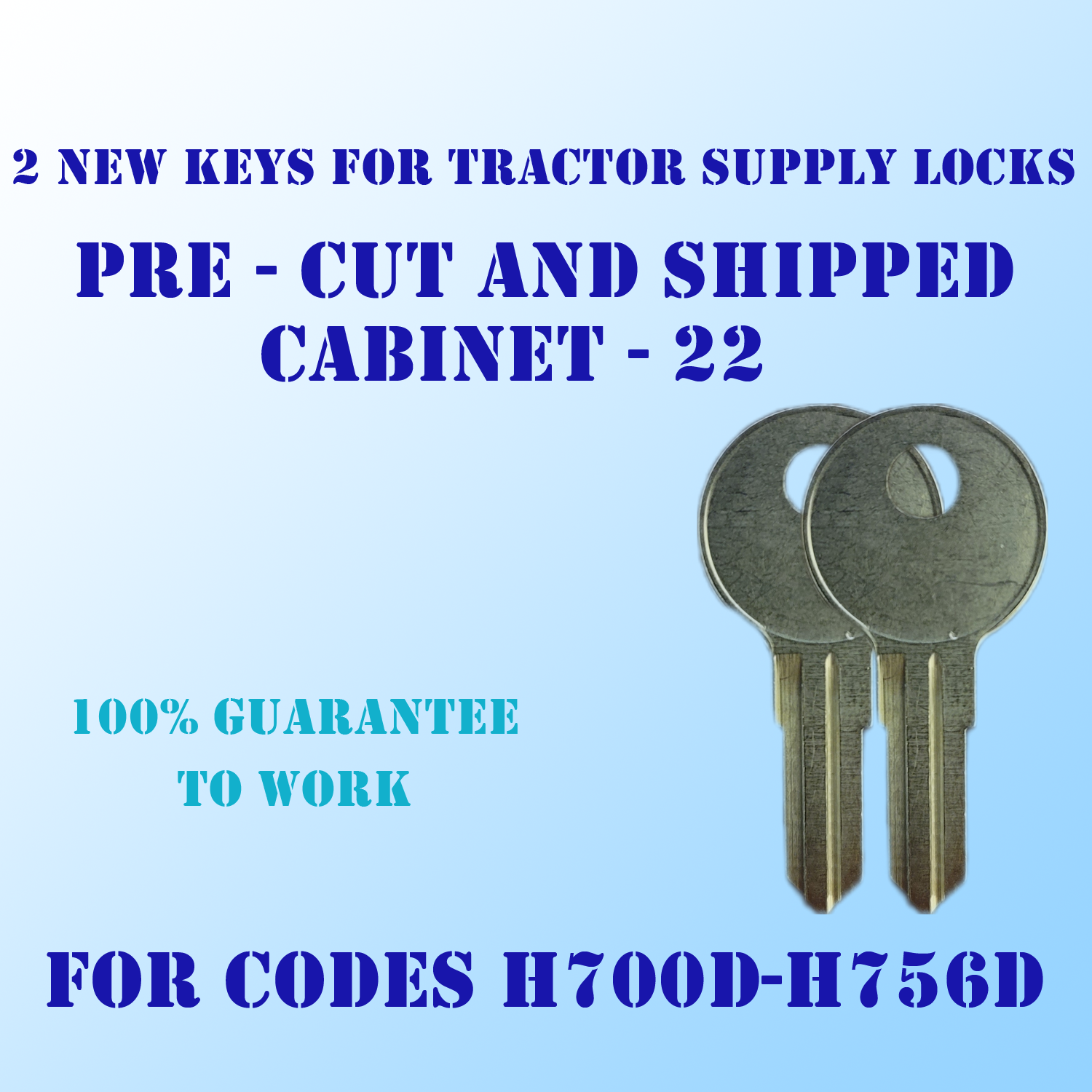 H700D-H756D Replacement keys for Tractor Supply tool box locks Cut to ...