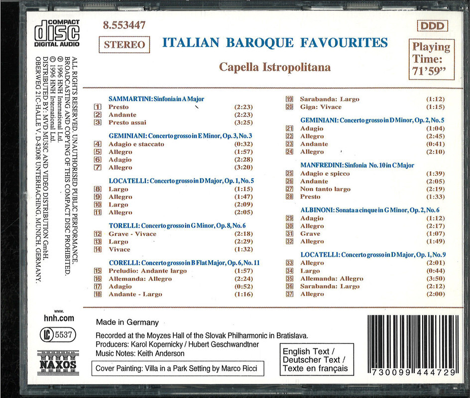 161DA NEW SEALED (CD) ITALIAN BAROQUE FAVOURITES | eBay Australia