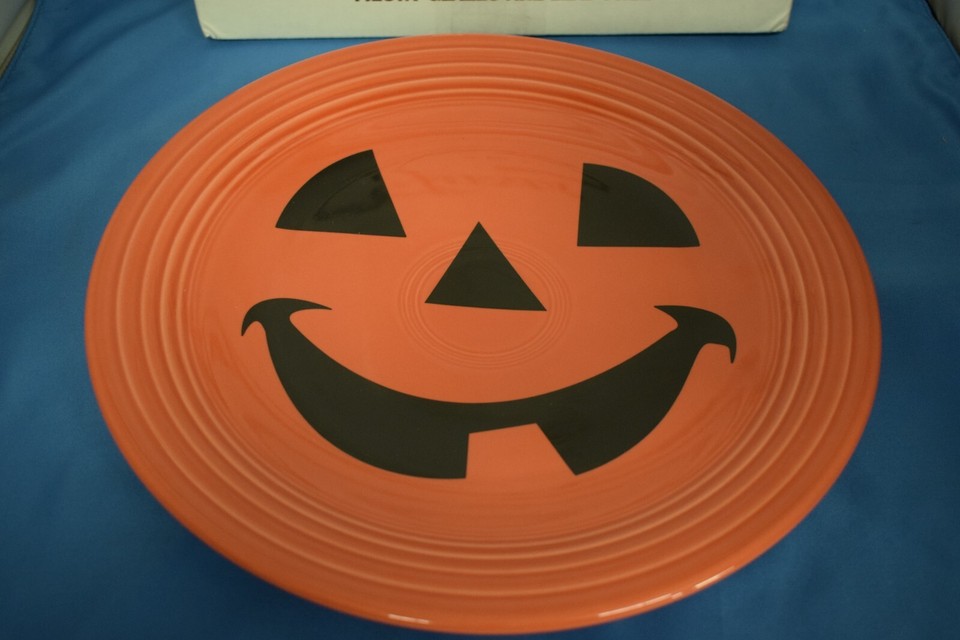 Fiesta HALLOWEEN "Happy Pumpkin" 12" Chop Plate Vintage Fiestaware #4 ...