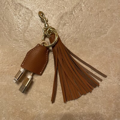 Leather Tassel Key Chain with Hidden Charging Cable for Apple Devices ...
