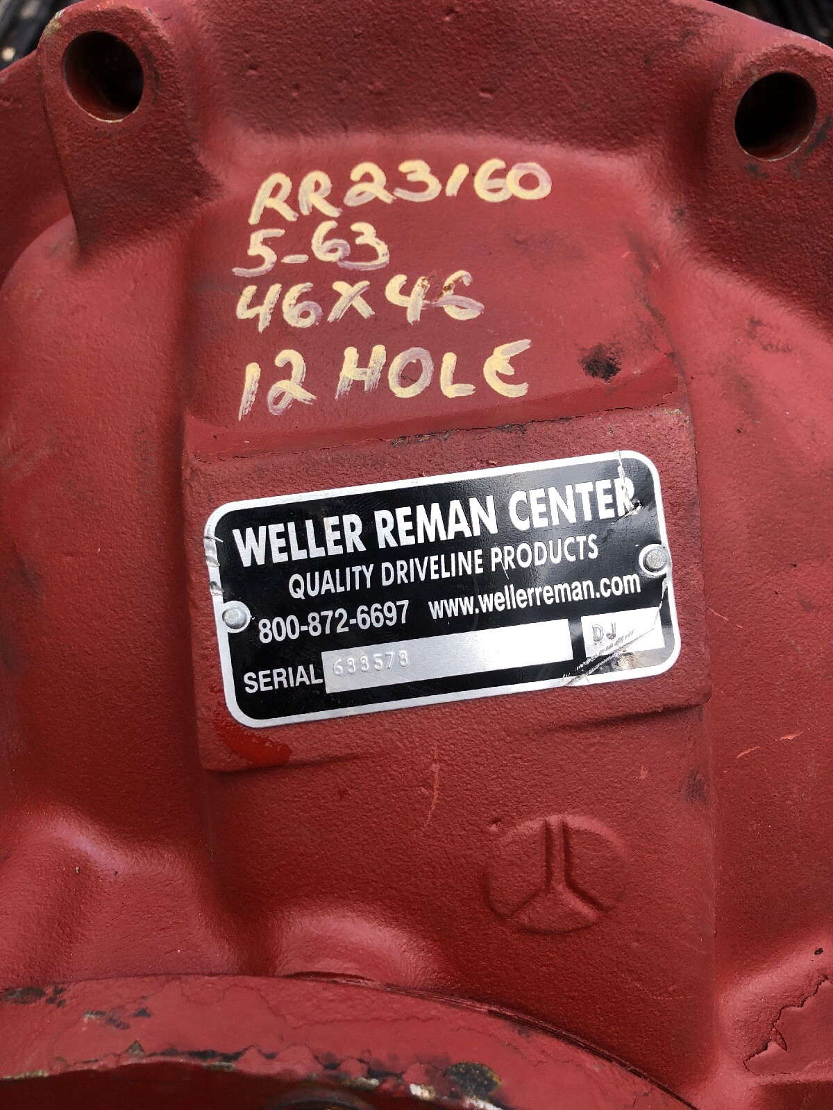 Weller RR23-160 Meritor Rockwell Rebuilt Rear Axle 5.63 Gear Ratio