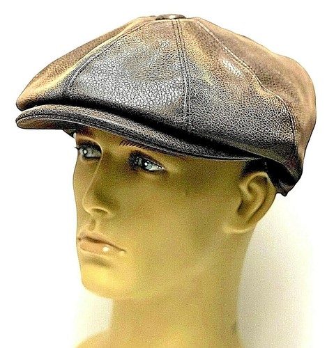 Peaky Blinders Newsboy Leather Look Hat Gatsby Cap Flat 8 Panel Baker ...