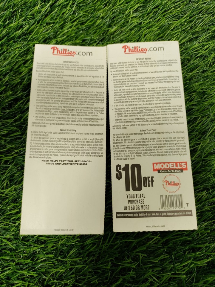 2009 & 2011 Los Angeles Dodgers at Philadelphia Phillies Ticket ...