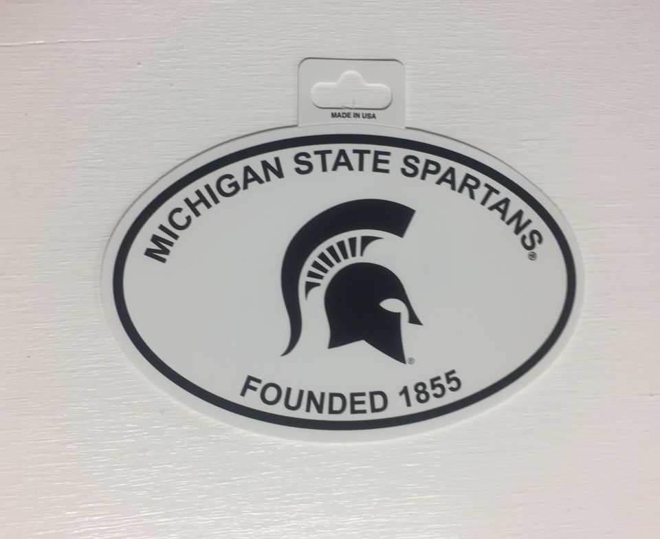 Michigan State Spartans Oval Decal Sticker 3x5 Inches Free Ship Black ...