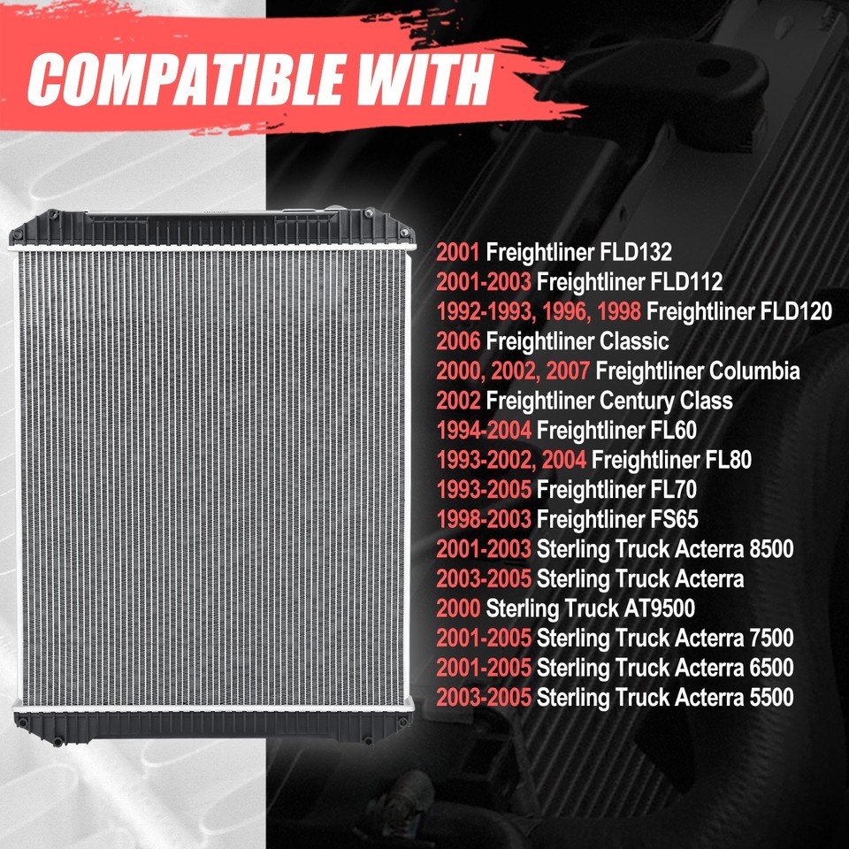OE Style 3-Row Radiator for Freightliner FLD FL Columbia Sterling Truck ...