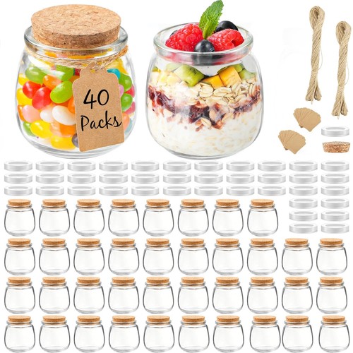 Syntic 40 Pack Small Glass Jars With Cork Lids, 7Oz Empty Candle Jars ...