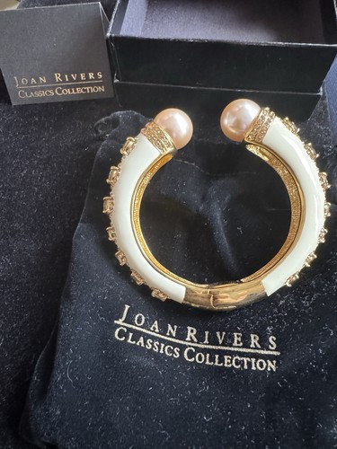 Joan Rivers Ecru Enamel, Faux Pearls, Aurora & Hazel Crystals Cuff NEW ...