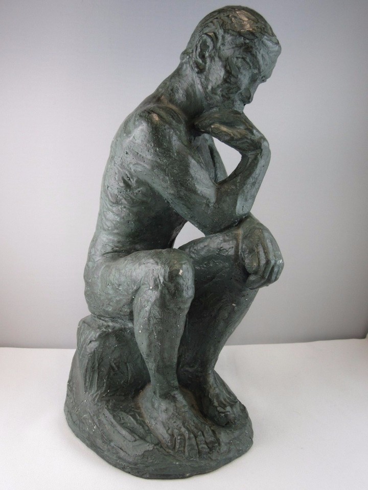 E417 ⭐⭐ The Thinker Sculpture After Rodin Signed ⭐⭐Kunsthaus Clasen ...