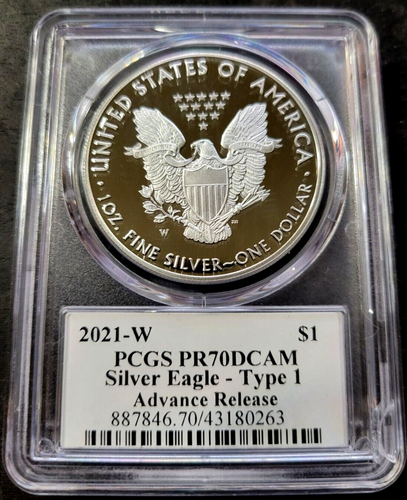 2021 W T1 Silver Eagle ADVANCE RELEASE DAMSTRA PR70 PCGS ULTRA RARE ...