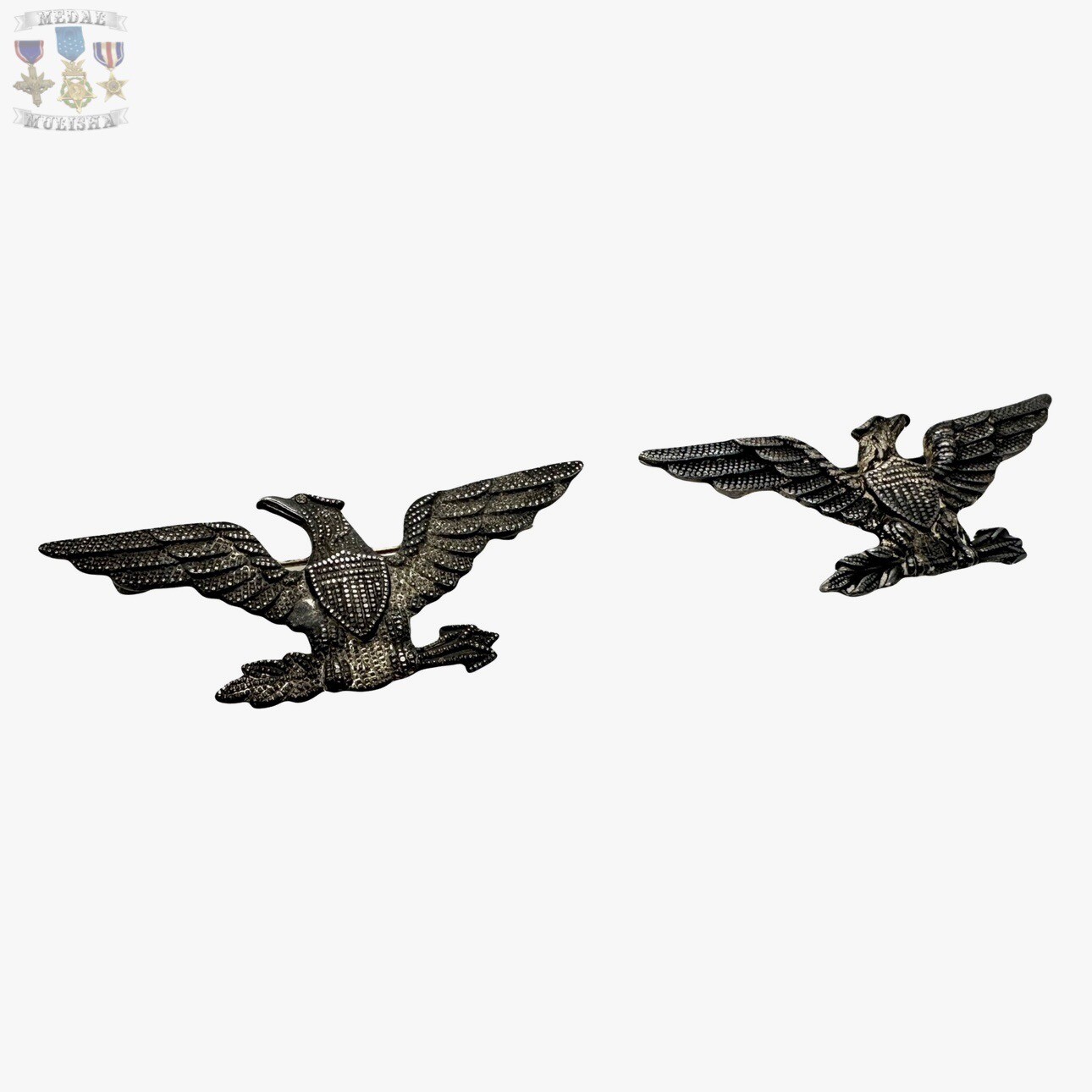 WWI US ARMY USMC COLONEL EAGLES 🦅 INSIGNIA 2” STERLING SILVER BULLION ...