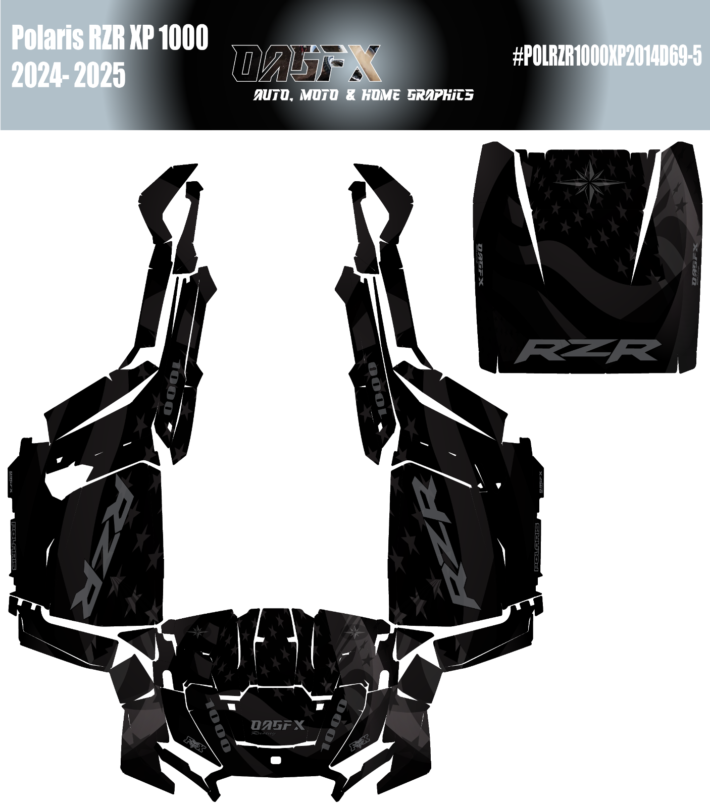2024-2025 Polaris RZR XP 1000 Graphics Kit D69-5 Stealth USA Flag OAGFX ...