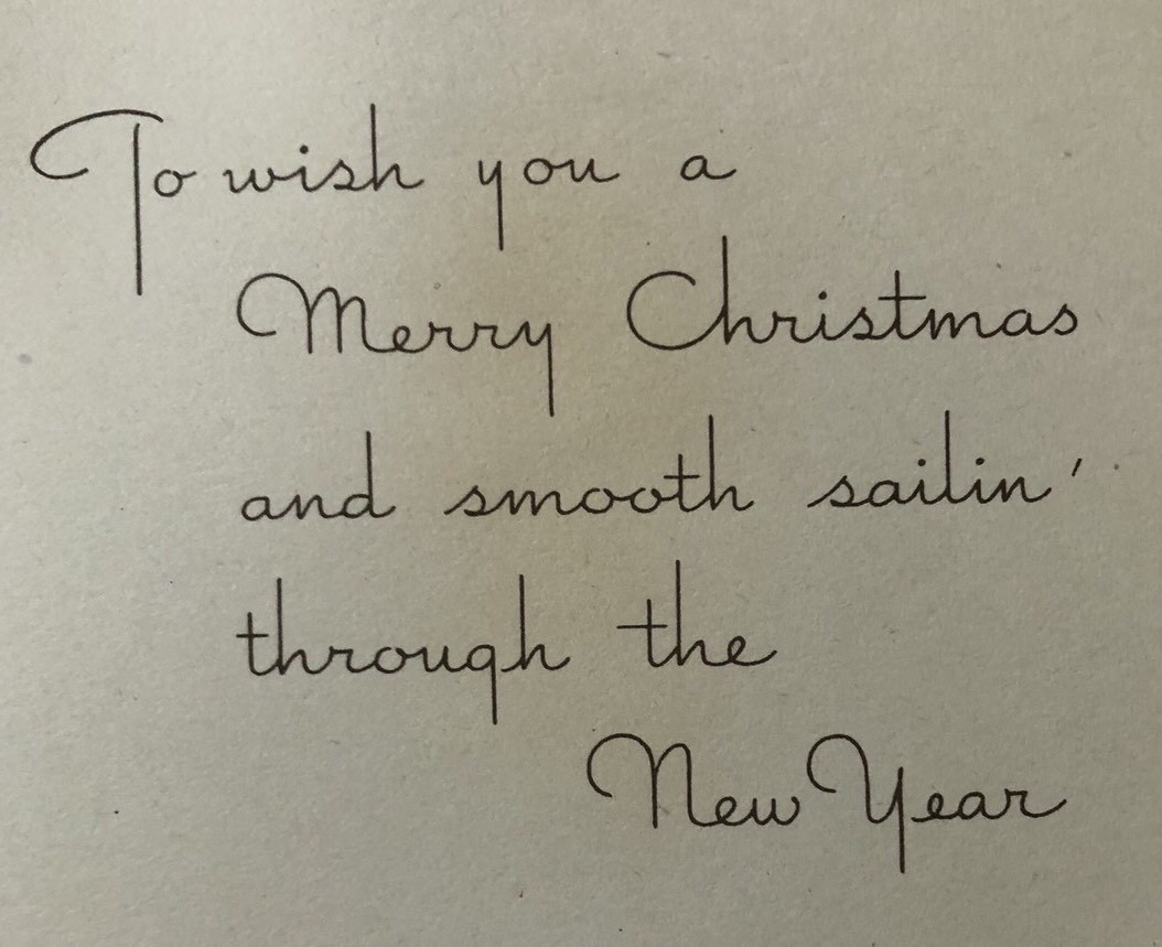 Vintage UNUSED Christmas Greeting Card Foil Clipper Ship Treasure ...