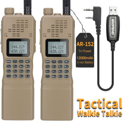2pack Baofeng Ar-152 15w 12000mah Vhf/uhf Military Ham Two Way Radios ...