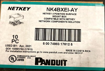 Qty 10 Panduit NK4BXEI-AY Netkey 4 Position Surface Mount Box - New NIB ...